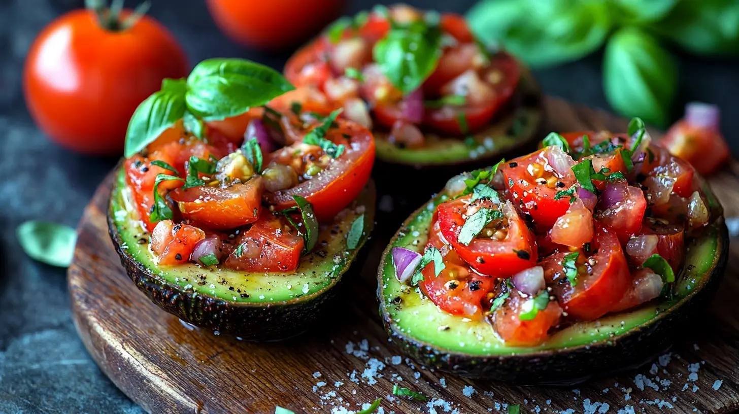 Gefüllte Avocado mit Tomaten & Zwiebeln – Schnelles Sommerrezept